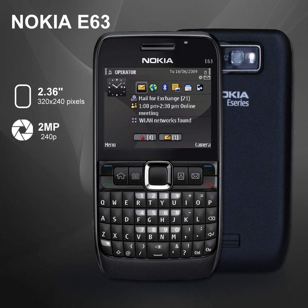 Мобильный телефон Мобильный телефон Nokia E63 3G + Wifi, 2,36 дюйма, 1500 мАч, 4 часов в режиме ...