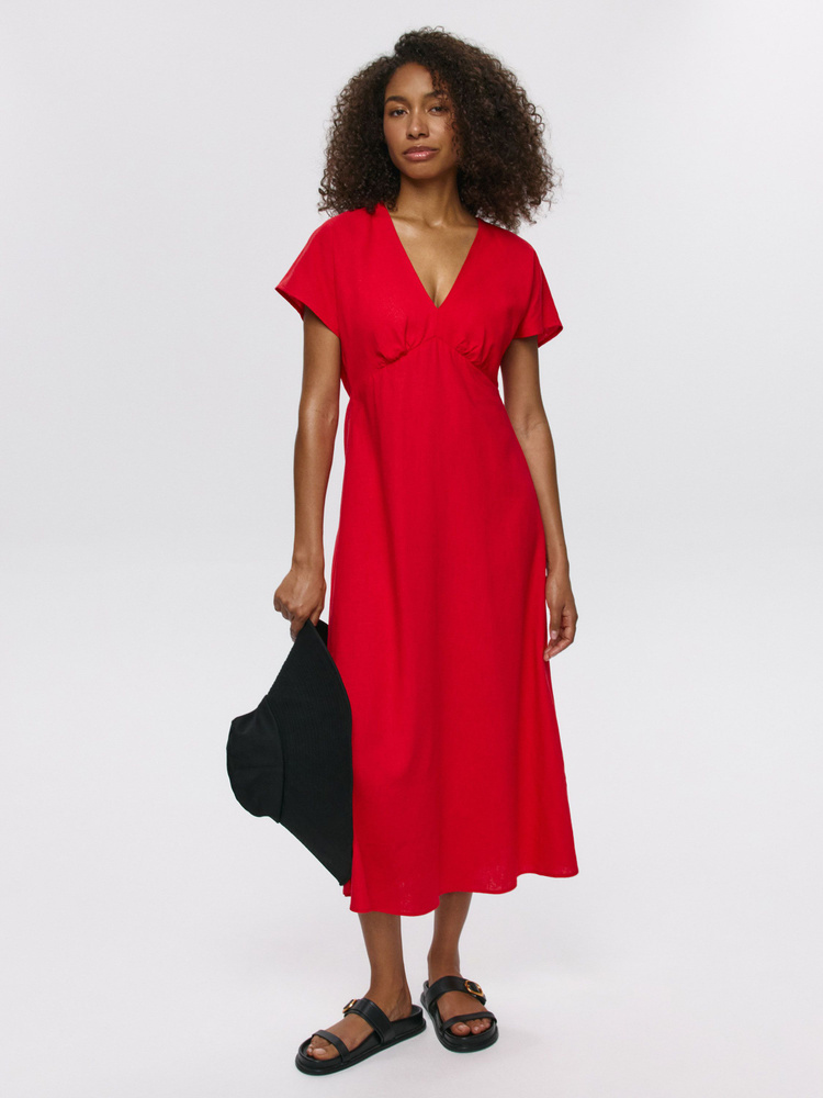 Платье Женский SELA красный Повседневный, размер 44 купить c доставкой на OZON по низкой цене ...