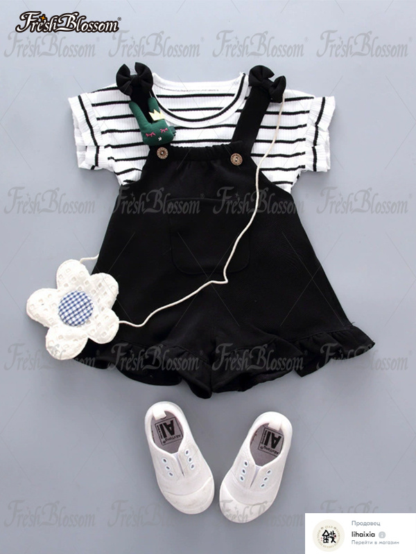 Комплект одежды Девочки Z Повседневный черный, размер 92 Хлопок Бабочки ...