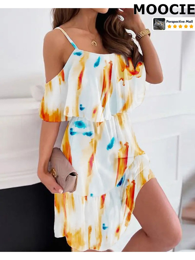 Платье Женский MOOCIE абрикосовый Вечерний/праздничный Без рукавов Полиэстер, Спандекс, размер ...