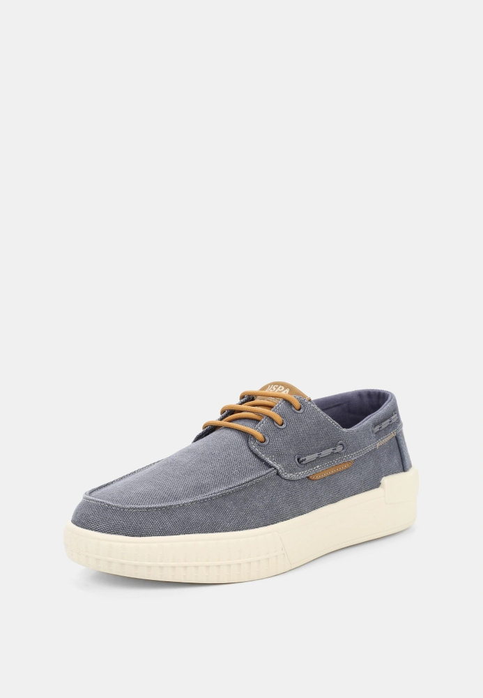 Топсайдеры Мужской U.S. POLO ASSN. синий, коричневый, размер 43 США Шнурки 6 Без каблука Лето ...