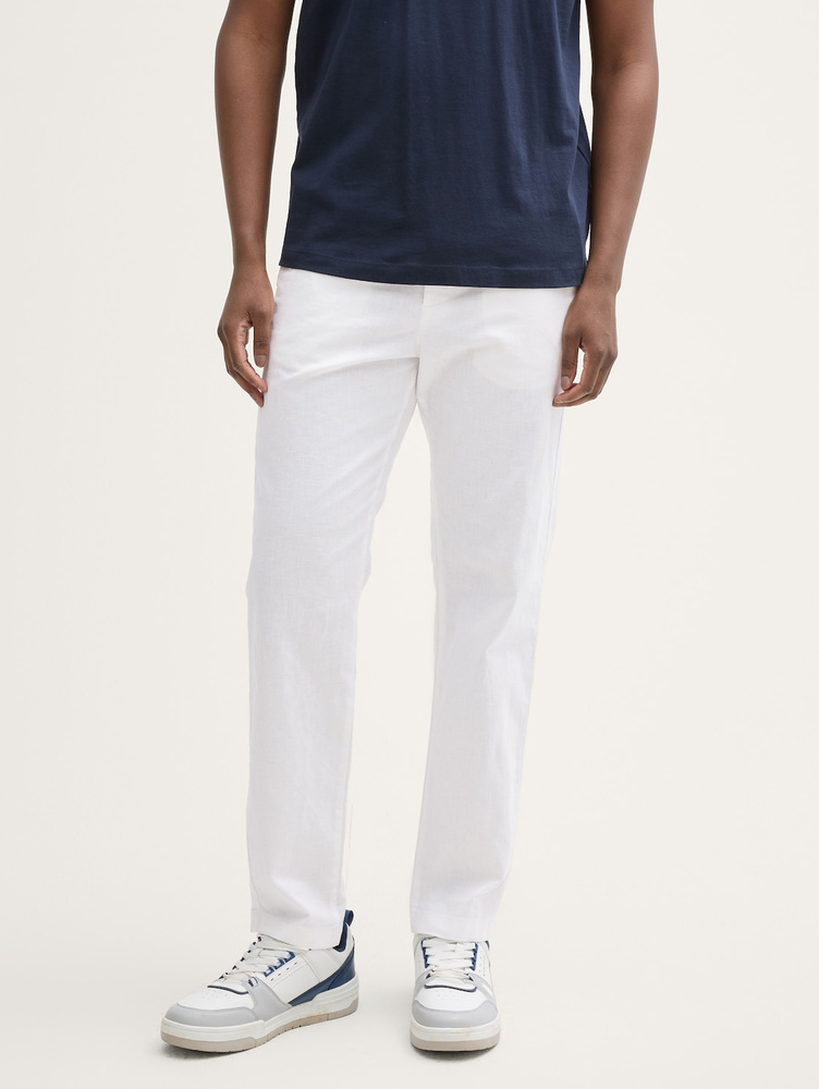 Брюки Мужской Tom Tailor белый Лен, размер 46 Комбинированная Лето Индонезия купить c доставкой ...