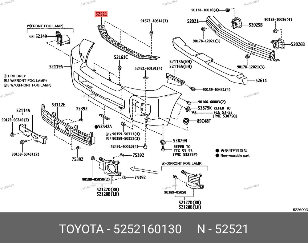 Кронштейн бампера переднего центральный, TOYOTA 5252160130 купить на ...