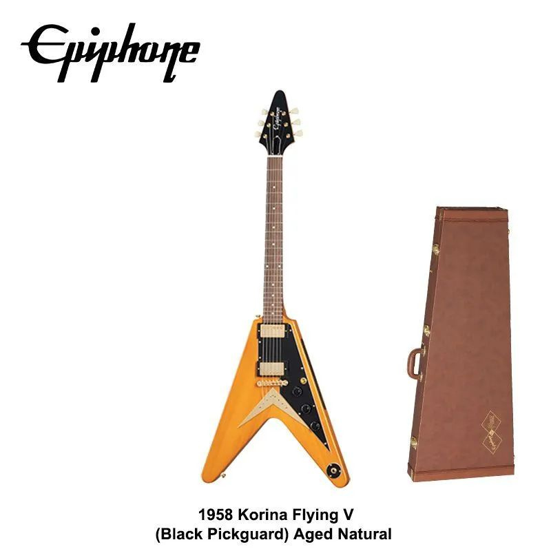 Epiphone 1958 Korina Flying V Black Pickguard Aged Natural+Case ...
