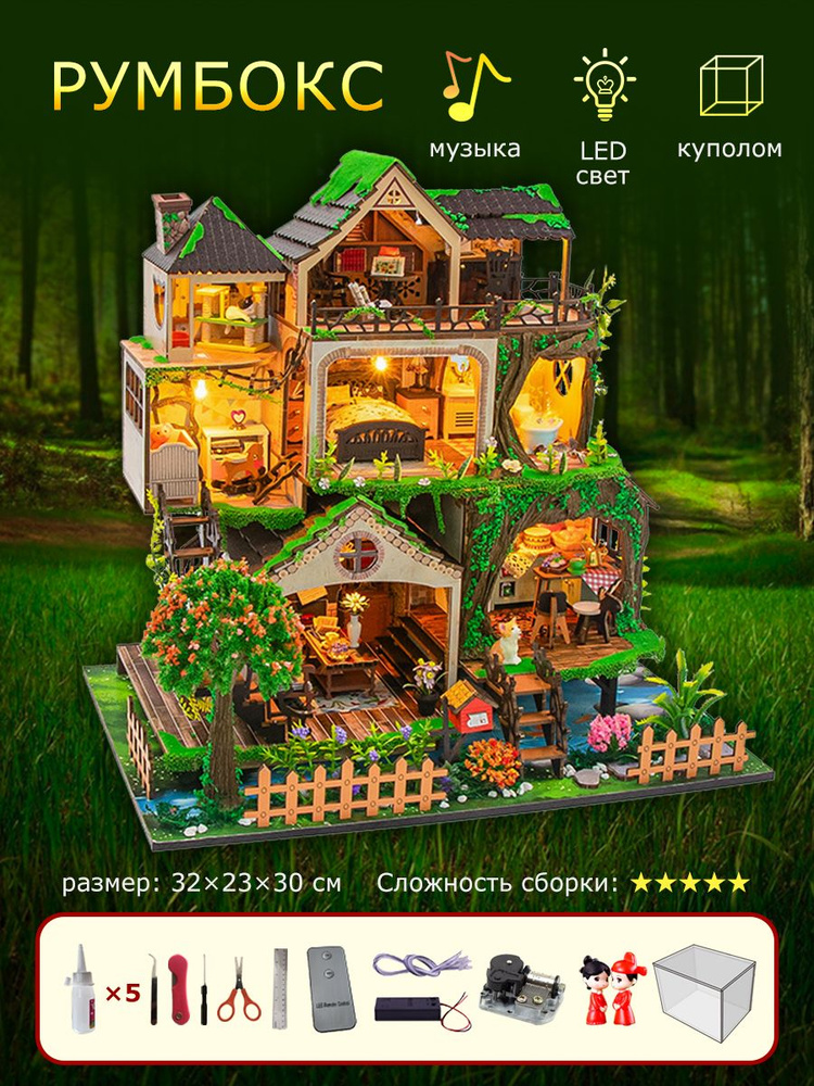 Подарочный Интерьерный конструктор (Румбокс) миниатюра JYCMGZS "Сказочный лес" DIY House с ...