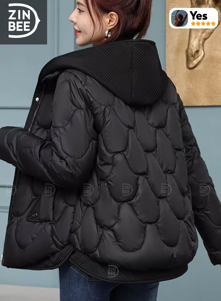 Куртка Женский ZinBee коралловый темный Полиэстер, Искусственный пух, размер 44 Длинный Зима ...