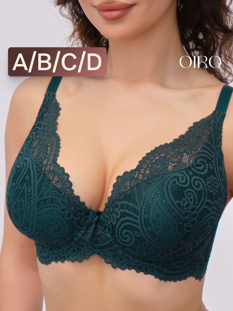 Бюстгальтер Женский OIRO, размер 105D изумрудный Полиамид, Эластан Повседневный Китай Крючки ...
