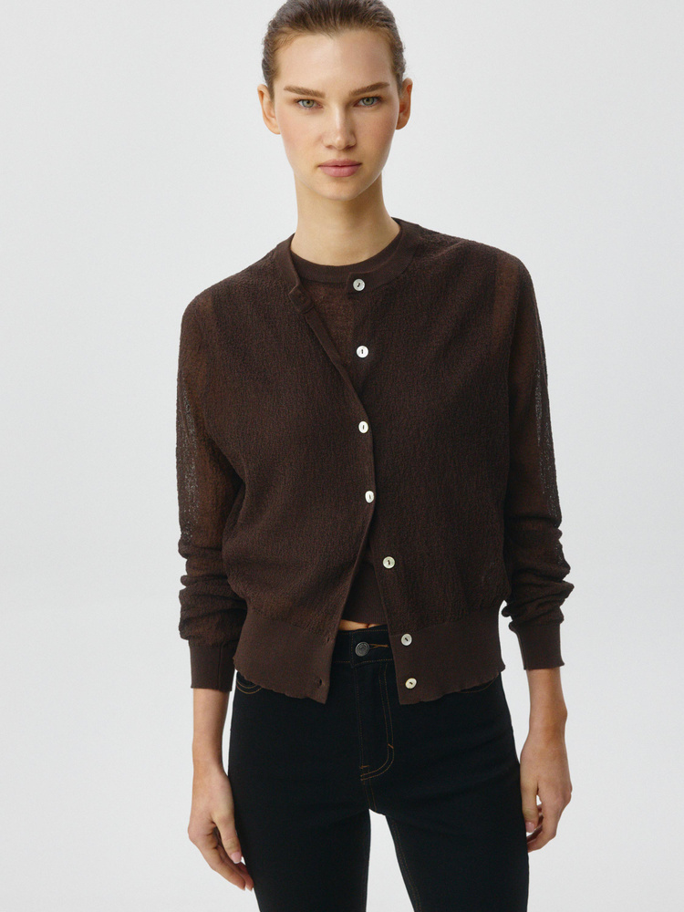 Кардиган Женский SELA шоколадный, размер 42 Китай купить c доставкой на OZON по низкой цене ...