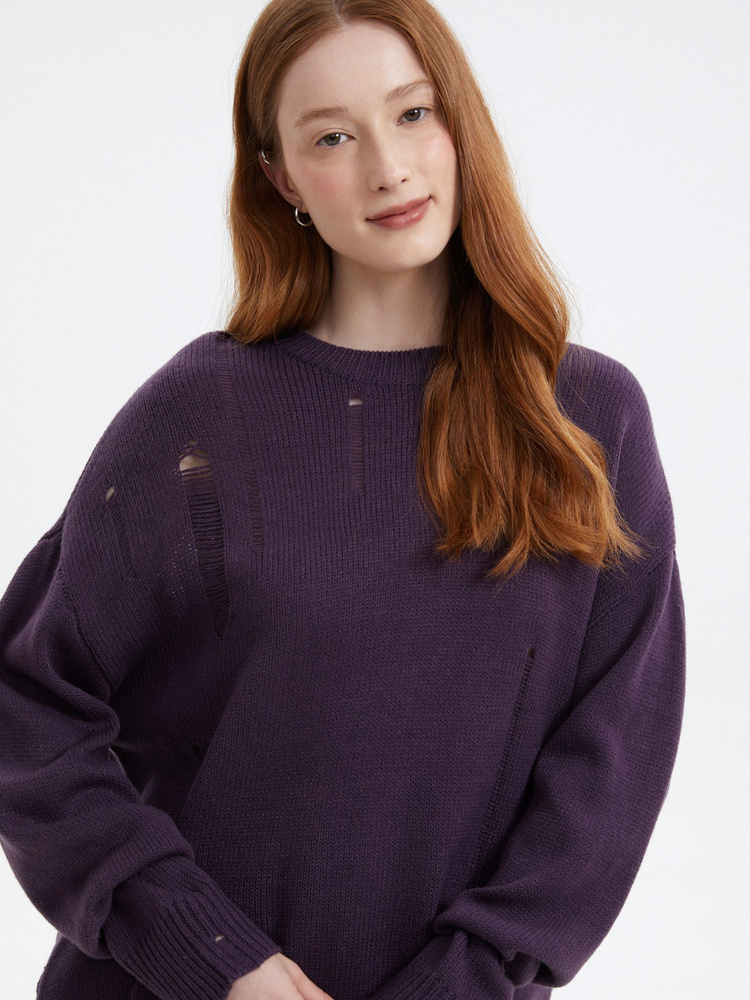 Свитер Женский nice&easy сливовый Акрил, размер 52 Длинный Китай купить c доставкой на OZON по ...