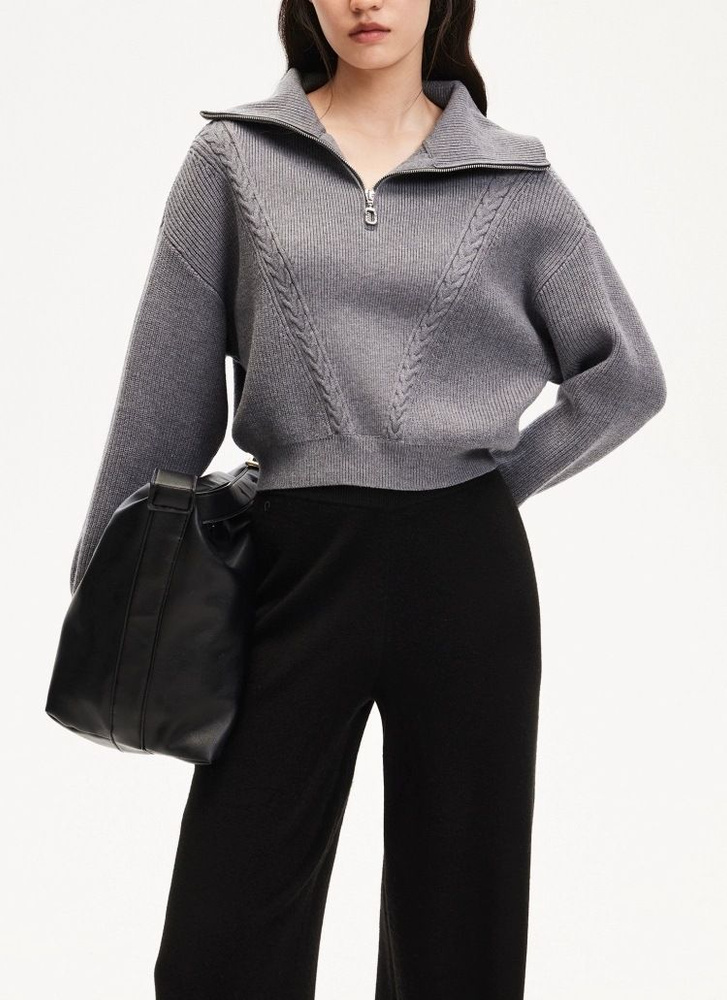 Свитер Женский Plimea серый, бежевый нейтральный, размер 44, 46 Молния Длинный Китай ...