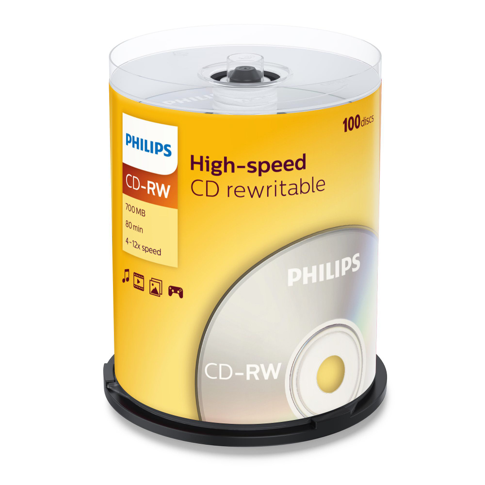 Диск CD-RW Philips 700 Mb, 12х, Cake Box (100) купить на OZON по низкой ...