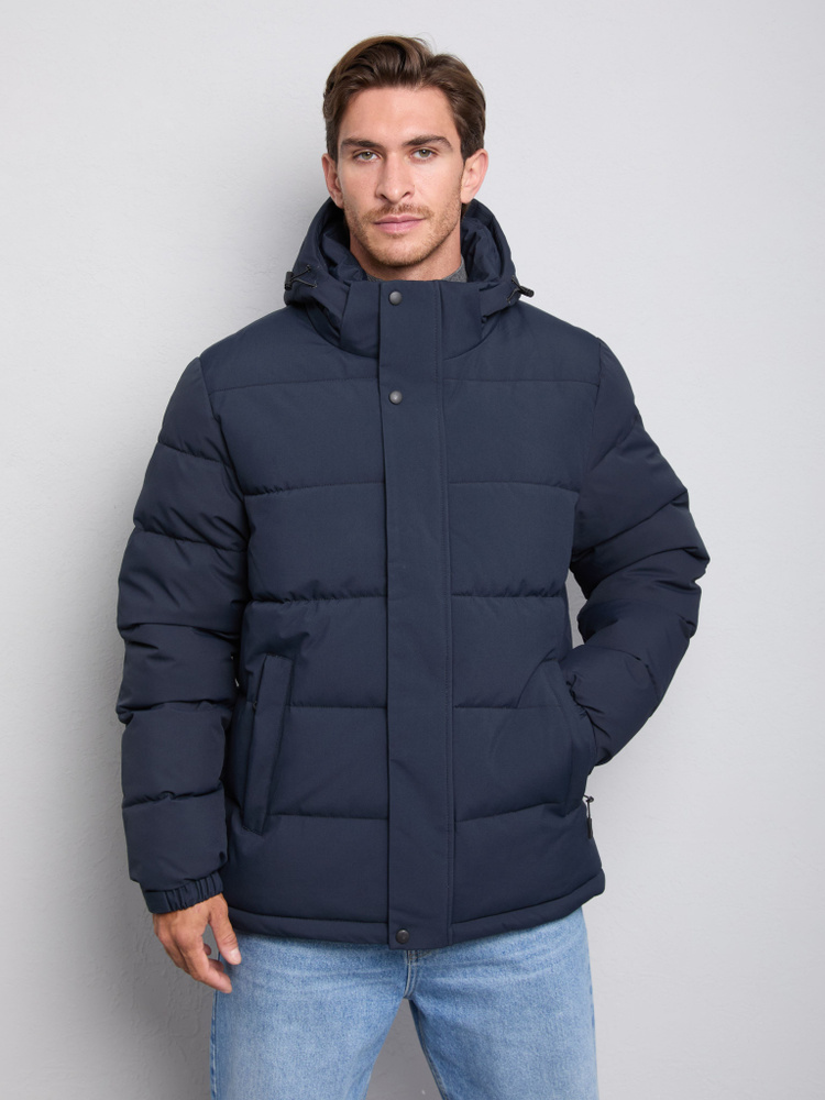 Куртка Мужской KINGSO MENS темно-синий стойка Полиэстер, размер 54 Длинный Зима свободный ...