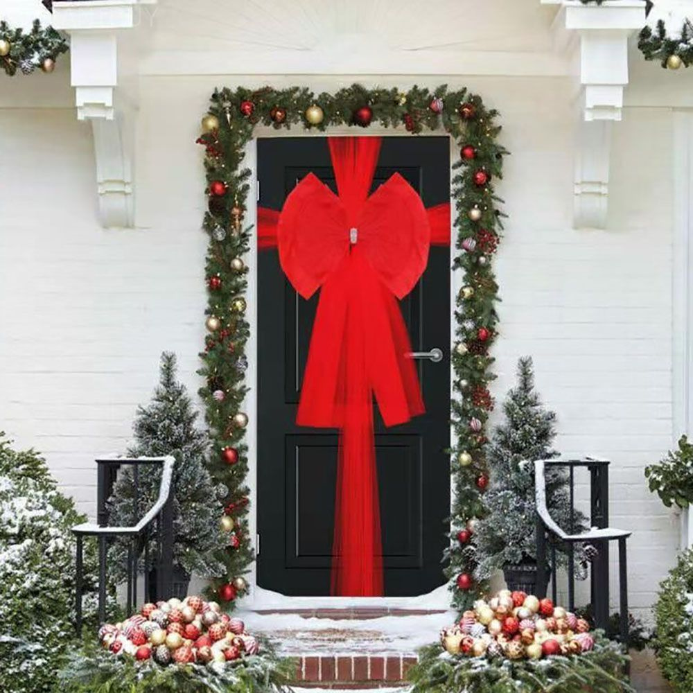 Декоративная лента 75 750 см красного цвета из качественного материала с сетчатой тканью, удобна ...