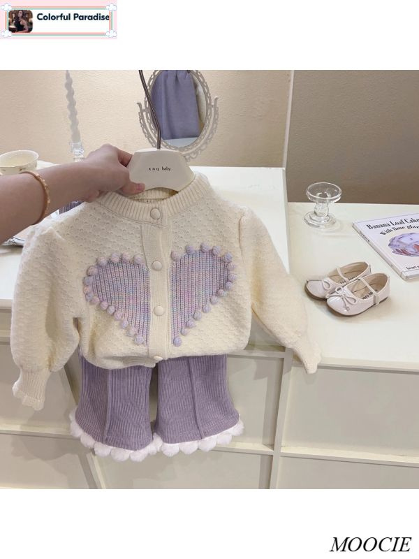 Комплект одежды Мальчики, Девочки MOOCIE Повседневный лиловый, размер 90 Хлопок Геометрический ...