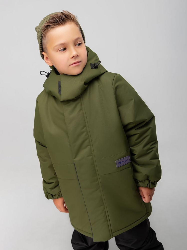 Куртка Мальчики, Девочки BODO Капюшон, Карманы хаки стойка Мембранные материалы, размер 110, 116 ...