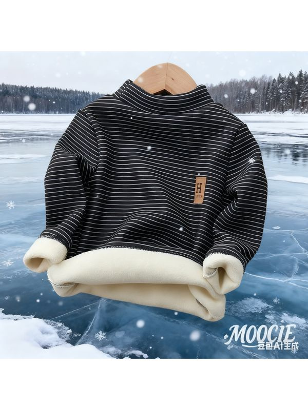 Термомайка Девочки MOOCIE, размер 160 Еврозима Корал-флис черный графит Домашний Китай с вырезом ...