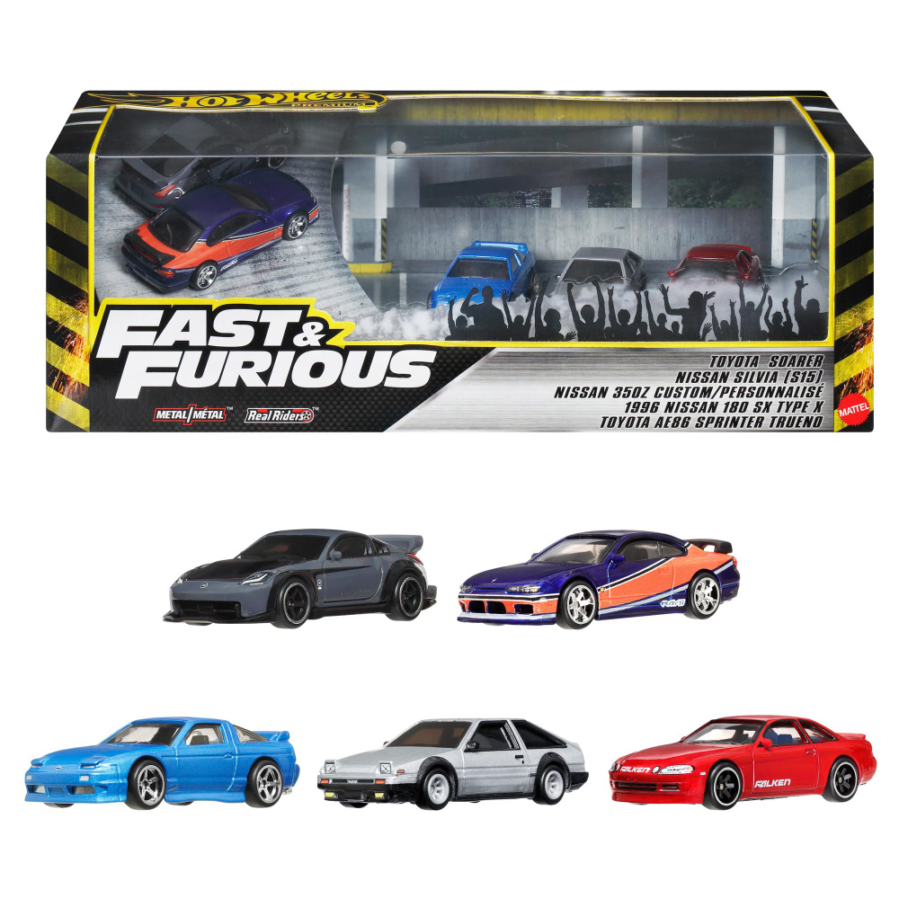 Машинка Hot Wheels 2025 Premium Garage TOYOTA SOARER+AE86+1996NISSAN 180 SX+SILVIA (S15)+350Z ...