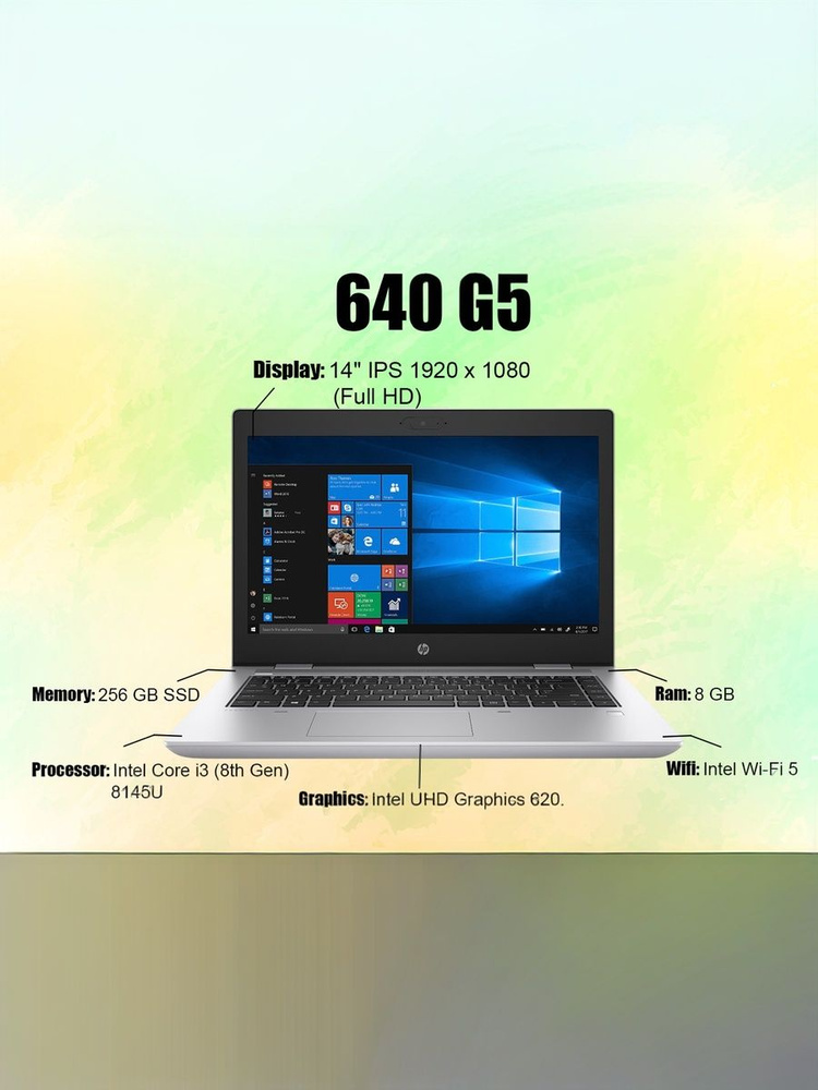 Ноутбук HP, 14, ProBook 640 G5, Intel Core i5-8365U, 8 ГБ, 256, Intel ...