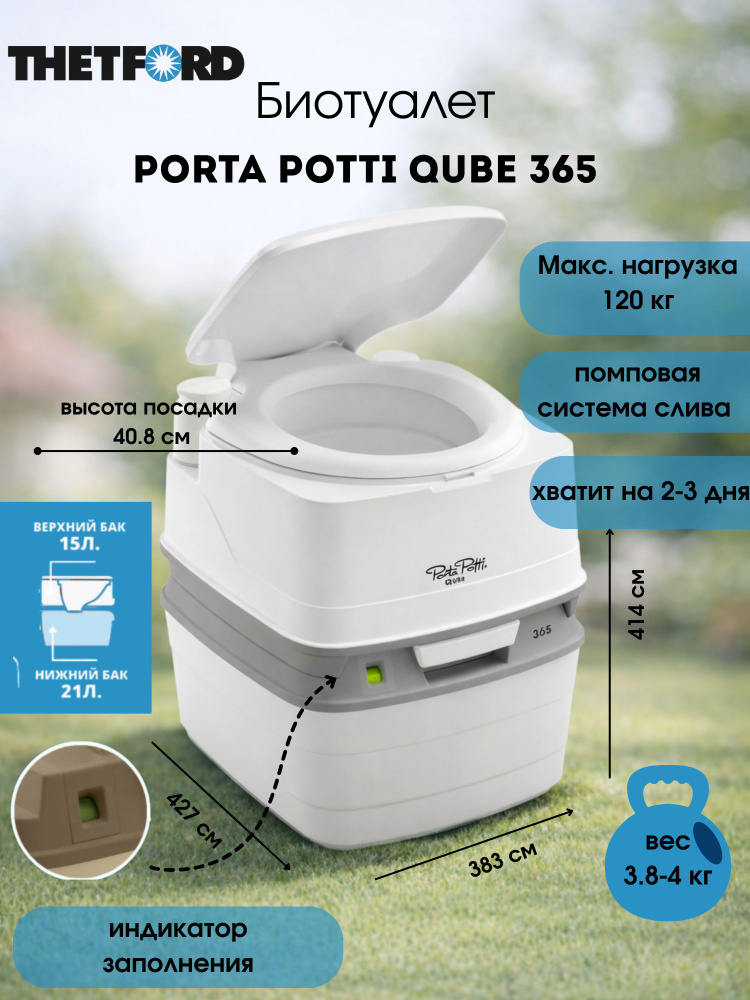 Биотуалет THETFORD Porta Potti Qube 365 WHITE, резервуар для отходов 21 ...