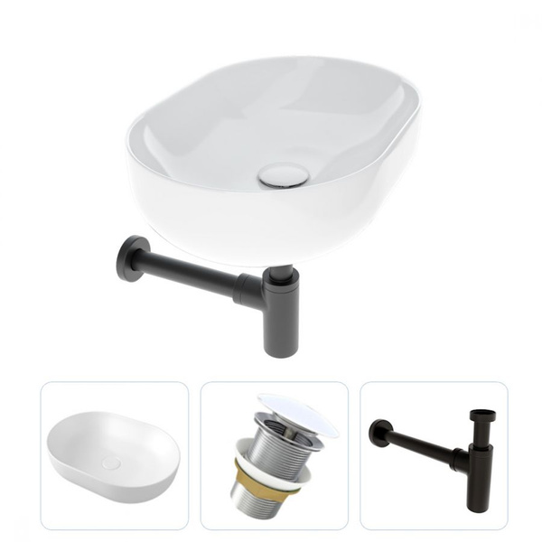 Раковина накладная для ванной Teymi Solli 48 в комплекте донный клапан клик-клак без перелива ...