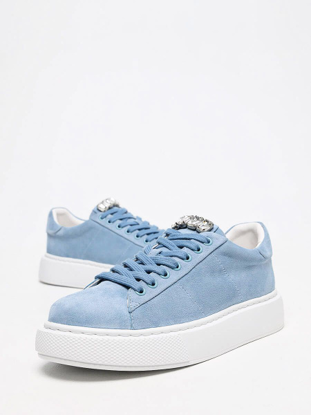 Кеды Женский BASCONI Велюр натуральный, размер 40 F На любой сезон Шнурки Италия Камни купить c ...