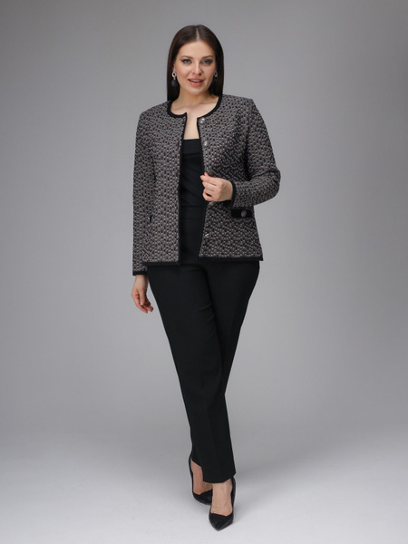 Жакет Женский BONADI капучино Трикотаж, размер 50 В сеточку Длинный Пуговицы Однотонный Офисный ...