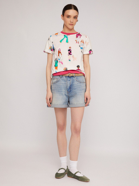 Шорты Женский Zolla Повседневный светло-синий, размер 48 Хлопок, Вискоза, рост 164-176 купить c ...