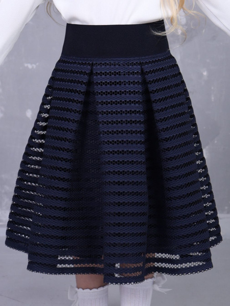 Юбка Девочки Tiny Trend синий, темно-синий Полиэстер, Вискоза в складку, размер 40 Молния Миди ...