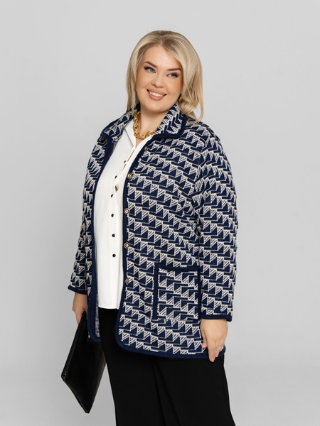 Кардиган Женский SAFI&AMI Collection синий Трикотаж, размер 58 Пуговицы Декоративные пуговицы ...