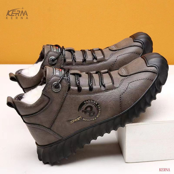 Кроссовки Мужской KERNA Натуральная кожа Бег, размер 43 R (средняя) Зима Шнурки Стандартный ...