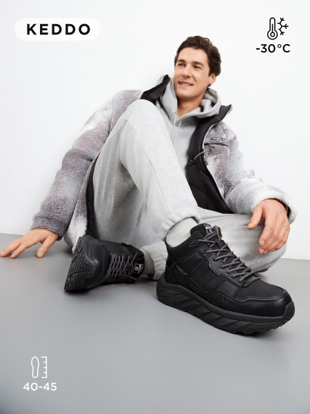 Кроссовки Мужской Keddo Искусственная кожа, Текстиль, размер 40 6 Зима Шнурки Великобритания ...