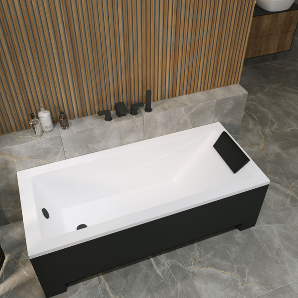 Ванна акриловая 160х70 Helmken Rivana комплект 4 в 1: прямоугольная ванна, ножки, черный ...