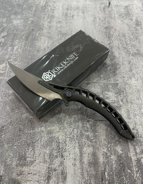 Характеристики Складной нож Rike Knife Alien 4 сталь Damasteel, рукоять ...