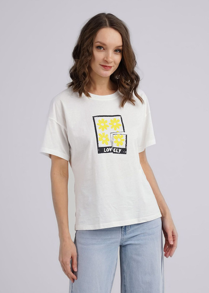 Футболка Женский CLEVER WEAR белый глянец Короткий, размер 42 Хлопок ...