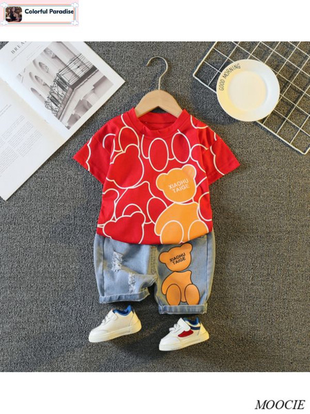 Комплект одежды Мальчики, Девочки MOOCIE Повседневный красный, размер 80 Хлопок Карманы Китай ...
