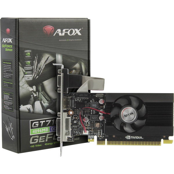Видеокарта AFOX GeForce GT 710, 4 ГБ PCI-E x16 VGA (D-Sub), HDMI AF710 ...