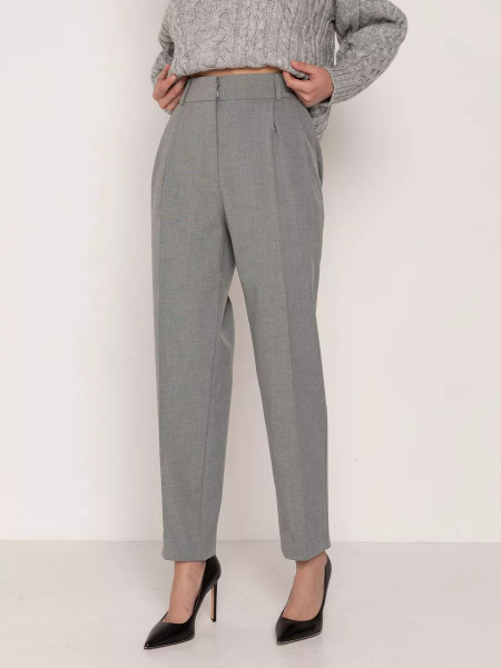 Брюки Женский ESCLO бананы, зауженные серый, серый меланж большие ...