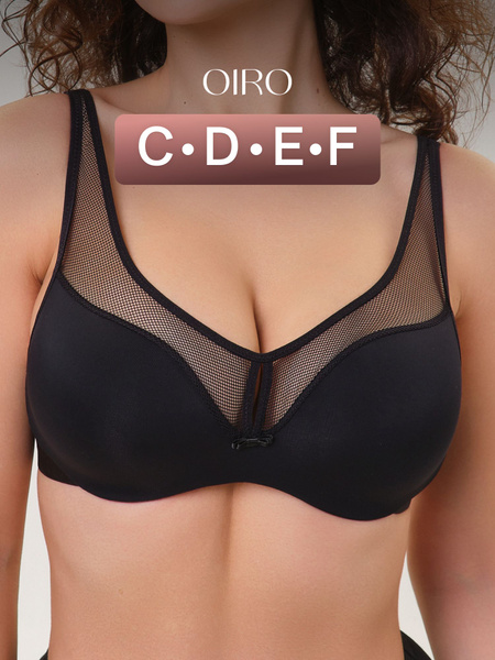 Бюстгальтер Женский OIRO без косточек, формованная чашка, размер 85C черный Полиамид, Эластан ...