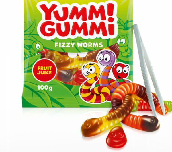 Конфеты Желейные Yummi Gummi Fizzy Worms,70г. купить на OZON по низкой ...