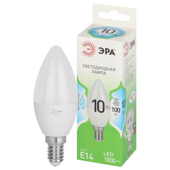 Лампочка светодиодная ЭРА GREEN LINE LED B35-10W-840-E14 GL E14 10 Вт ...