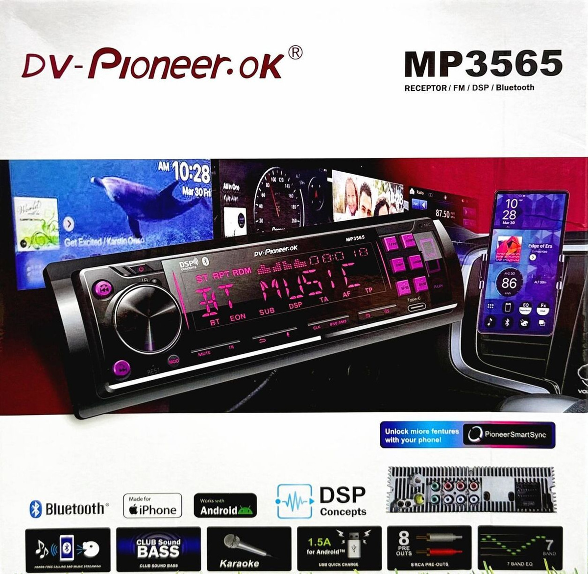 Магнитола для авто (автомагнитола) DV-Pioneer.ok MP3565 DSP купить на ...