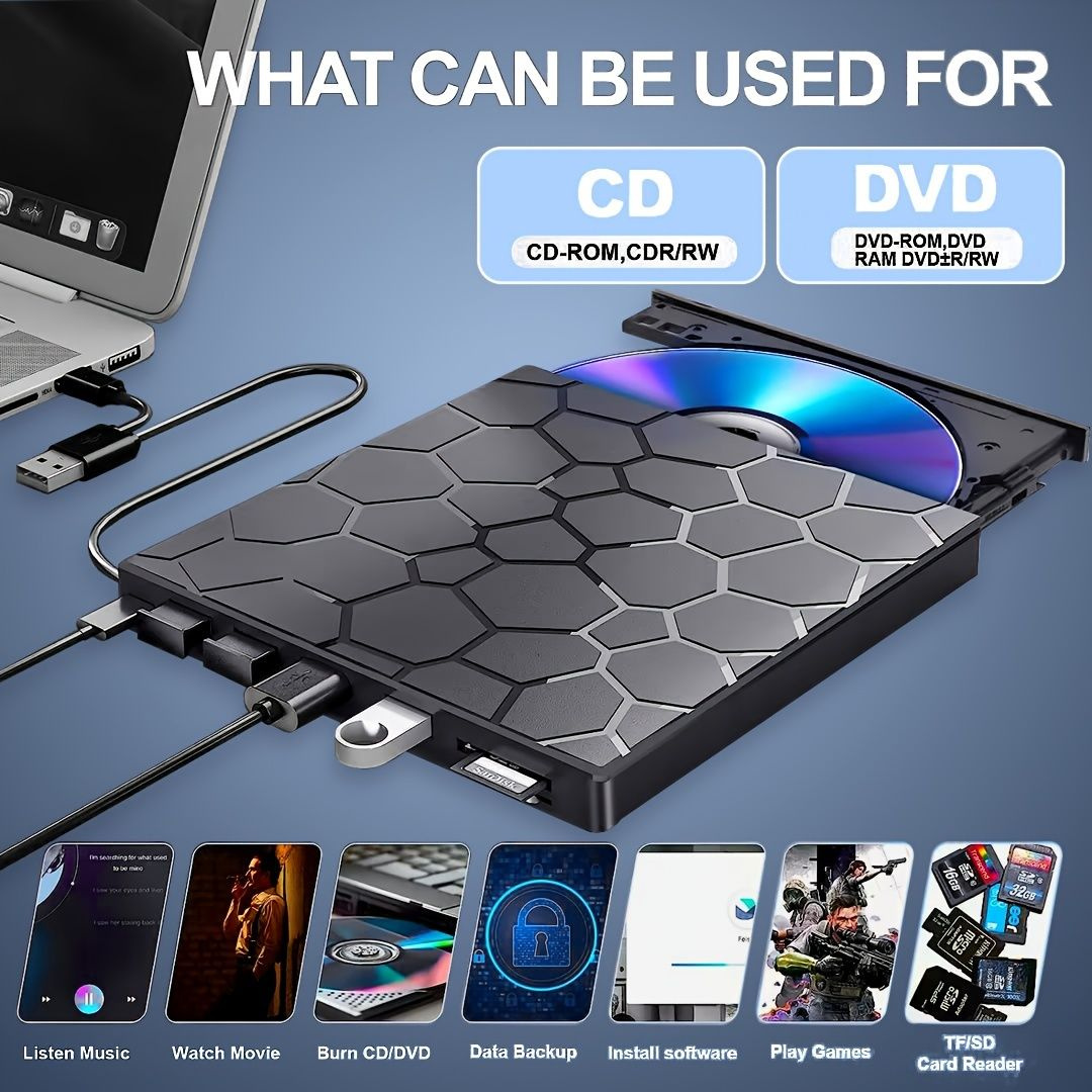 Внешний CD/DVD-привод для ноутбука, DVD-плеер для ноутбука ...