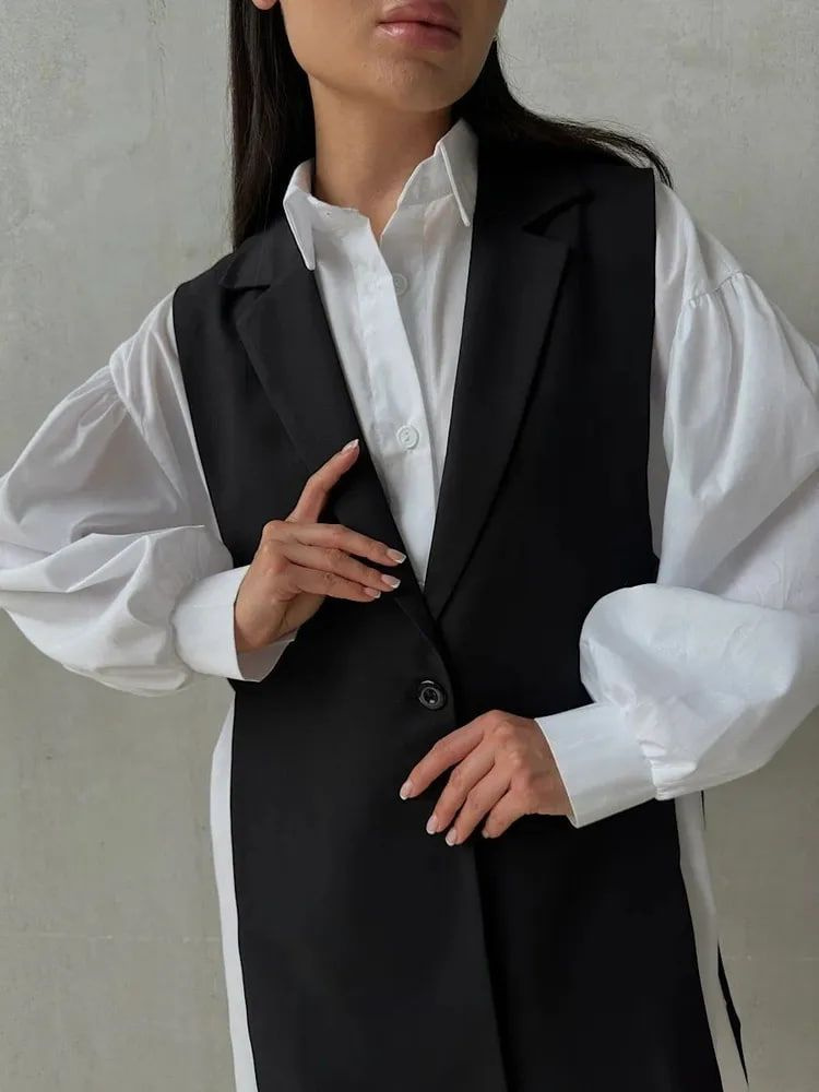 Платье Женский STREET STYLE Shop белый, черный платье-рубашка Офисный ...