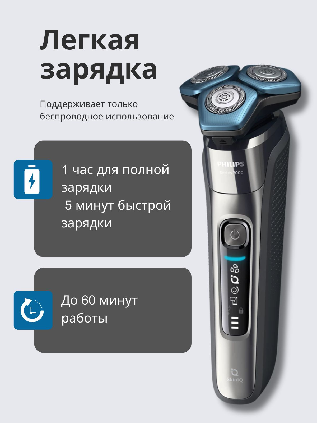 Philips Электробритва для мужчин, модель S7788, Технология SkinIQ ...