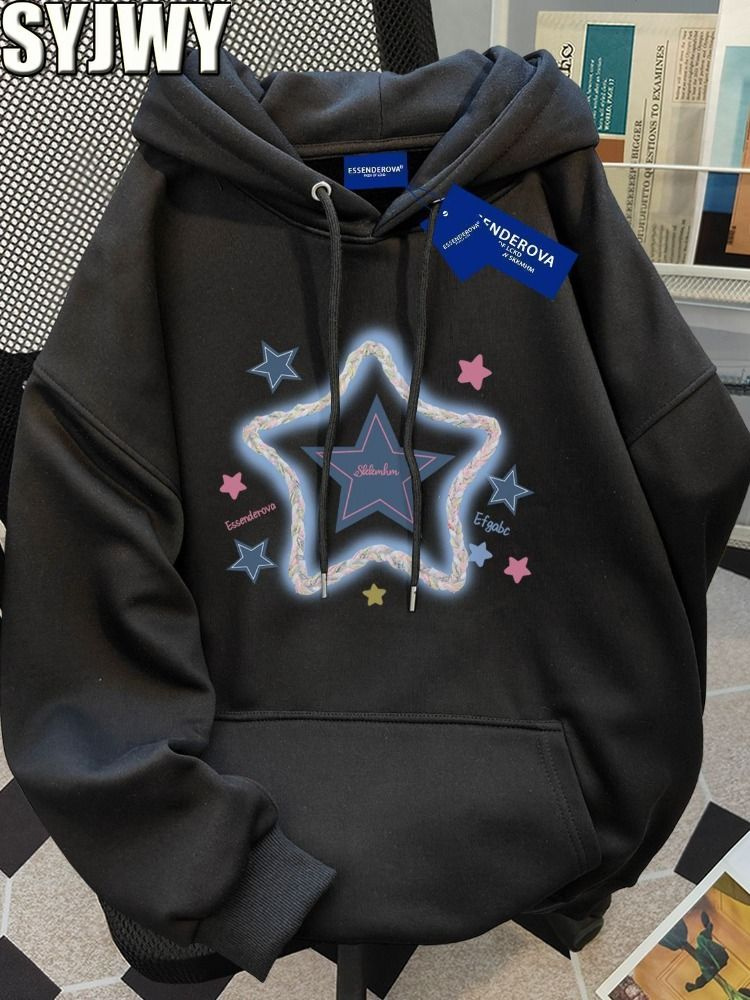 Толстовка Девочки SYJWY Карманы, Хлястик черный Полиэстер, размер 40 свободный Длинный Китай ...