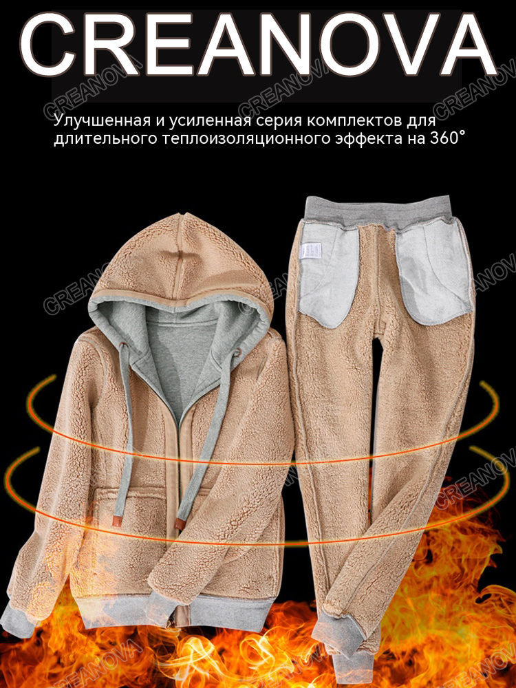 Костюм спортивный Женский CREANOVA Спортивный синий, размер 50 Шерпа Китай Зима купить c ...