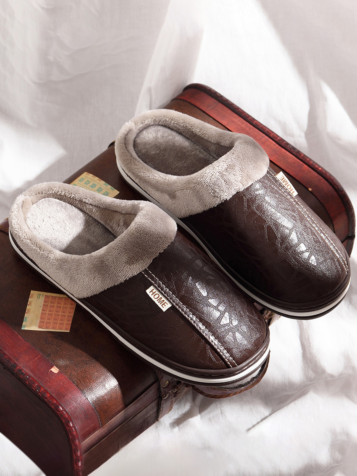 Тапочки Мужской, Женский, размер 41, 42 красный Рельефный рисунок подошвы, Закрытый нос Зима ...