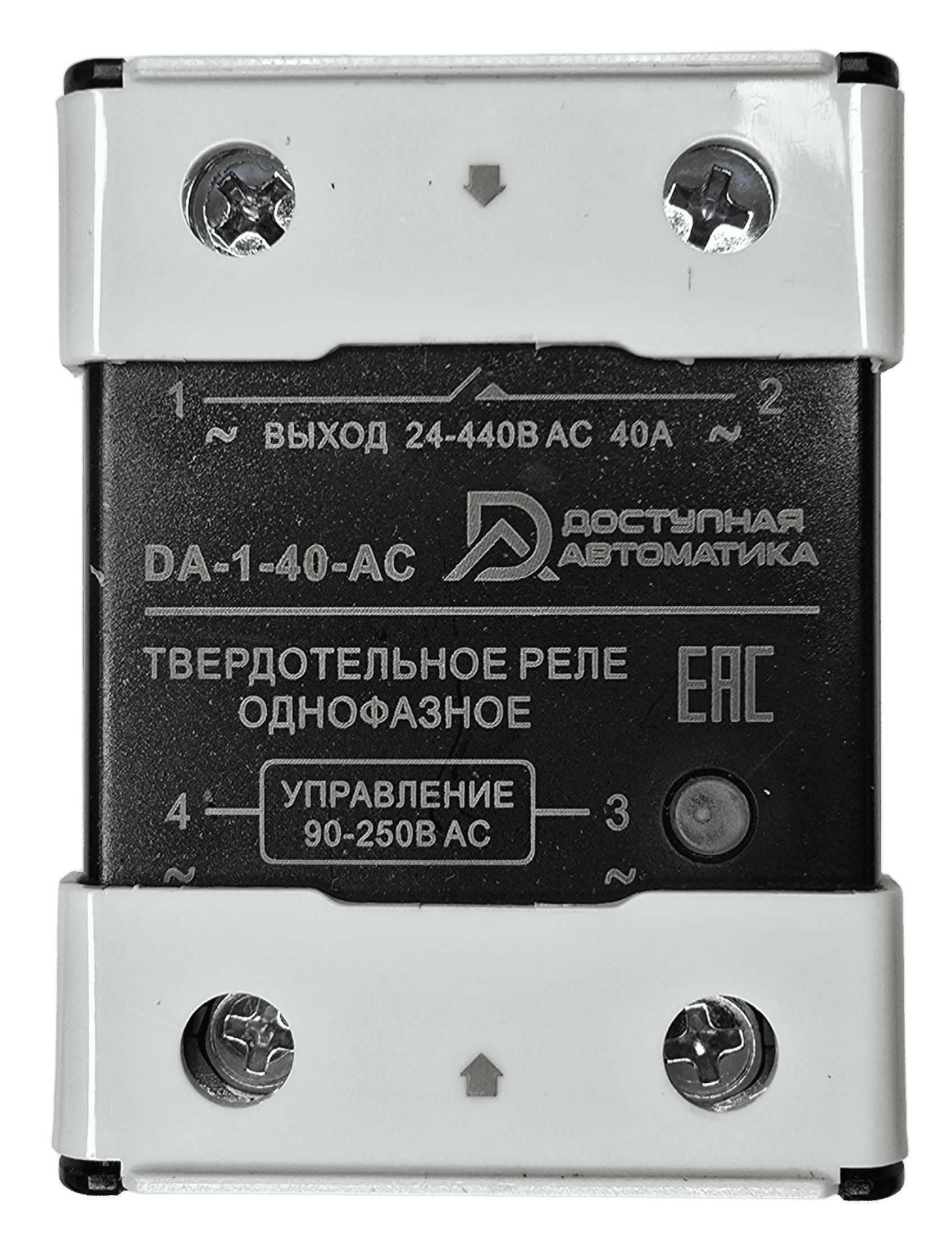 DA-1-40-AC Твердотельное реле 1 фаза 24-440В AC 40А, управление 90-250В ...