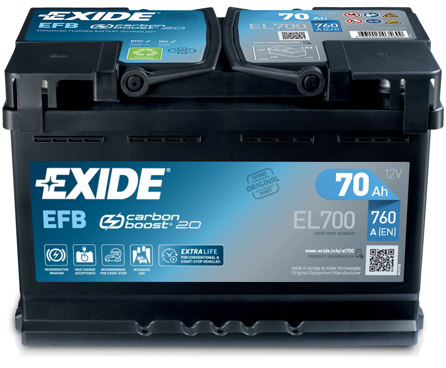 Автомобильный аккумулятор Exide Start-stop EFB EL700 купить на OZON по ...