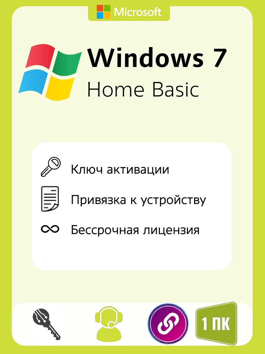 Ключ активации Windows 7 Home Basic (Домашняя базовая) Онлайн активация ...